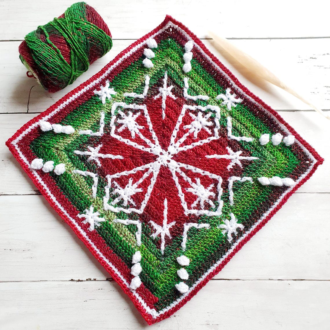 Christmas Mosaic Crochet Square Pattern - Soft Sparkle - PDF - Festive ...