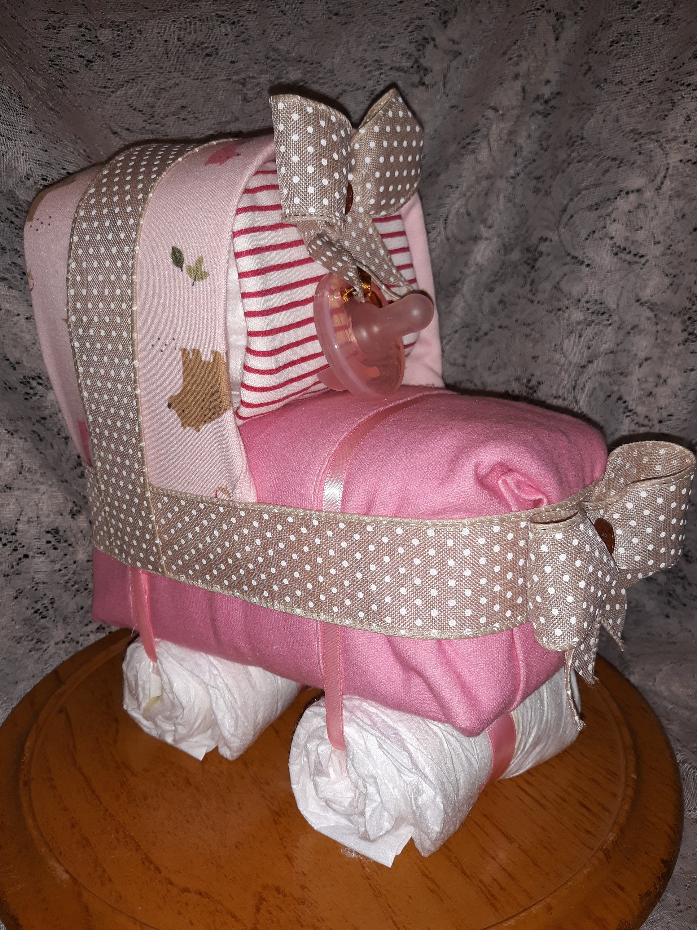 Mini Baby Bassinet Diaper Cake , Welcome Home Baby, Baby Shower ...
