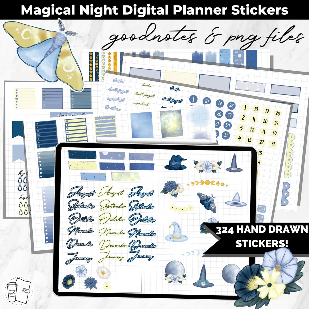 Digital Magical Night Weekly Sticker Kit for Bullet Journal - Etsy