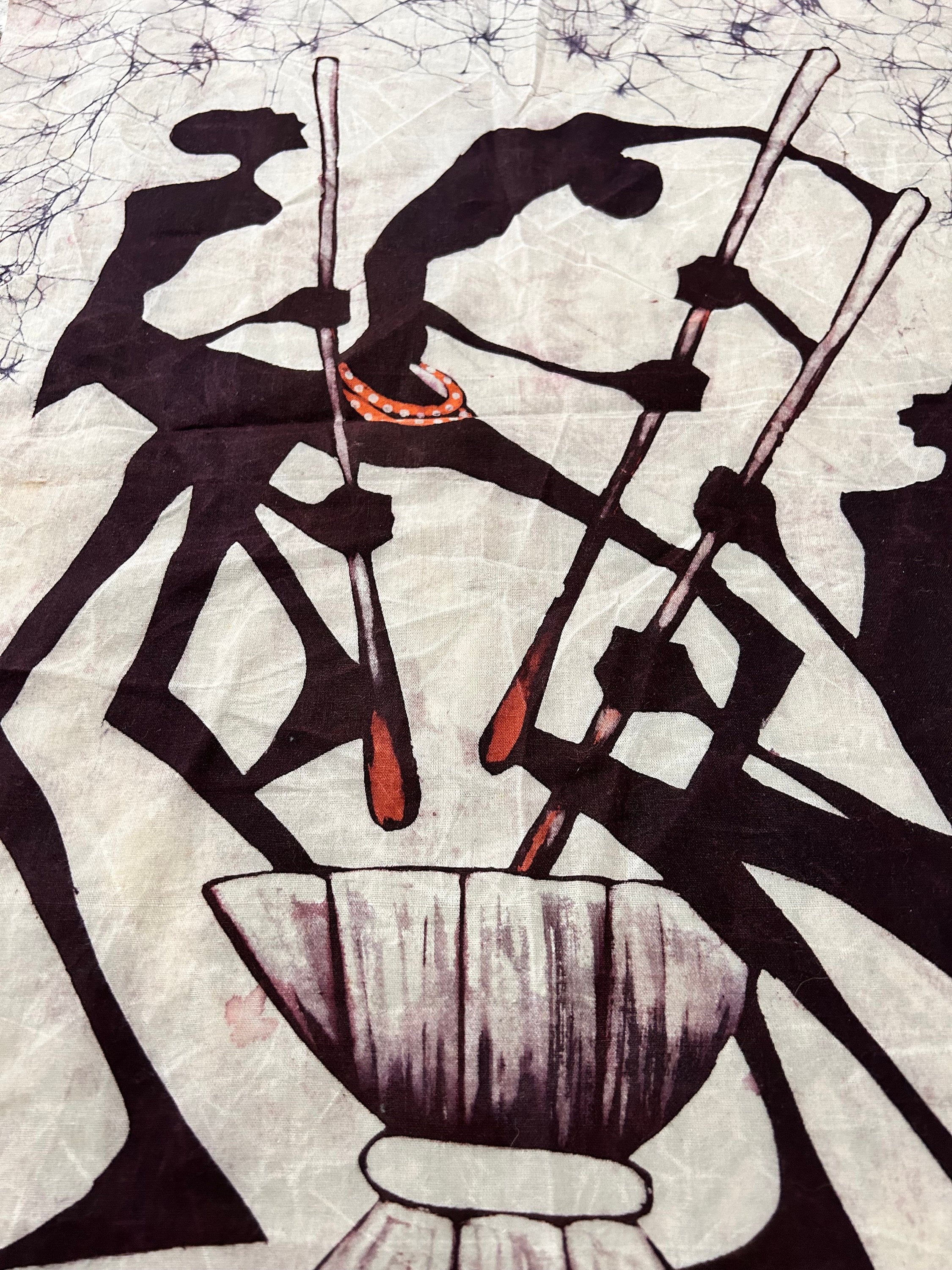 Beautiful Hand Painted African Tribal Fabric Scene Art Wall Hanging ...