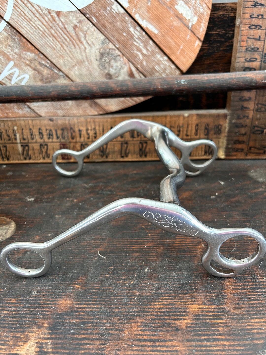 Vintage Solid Mouth Western Horse Bit With Engraved Butterflies on ...