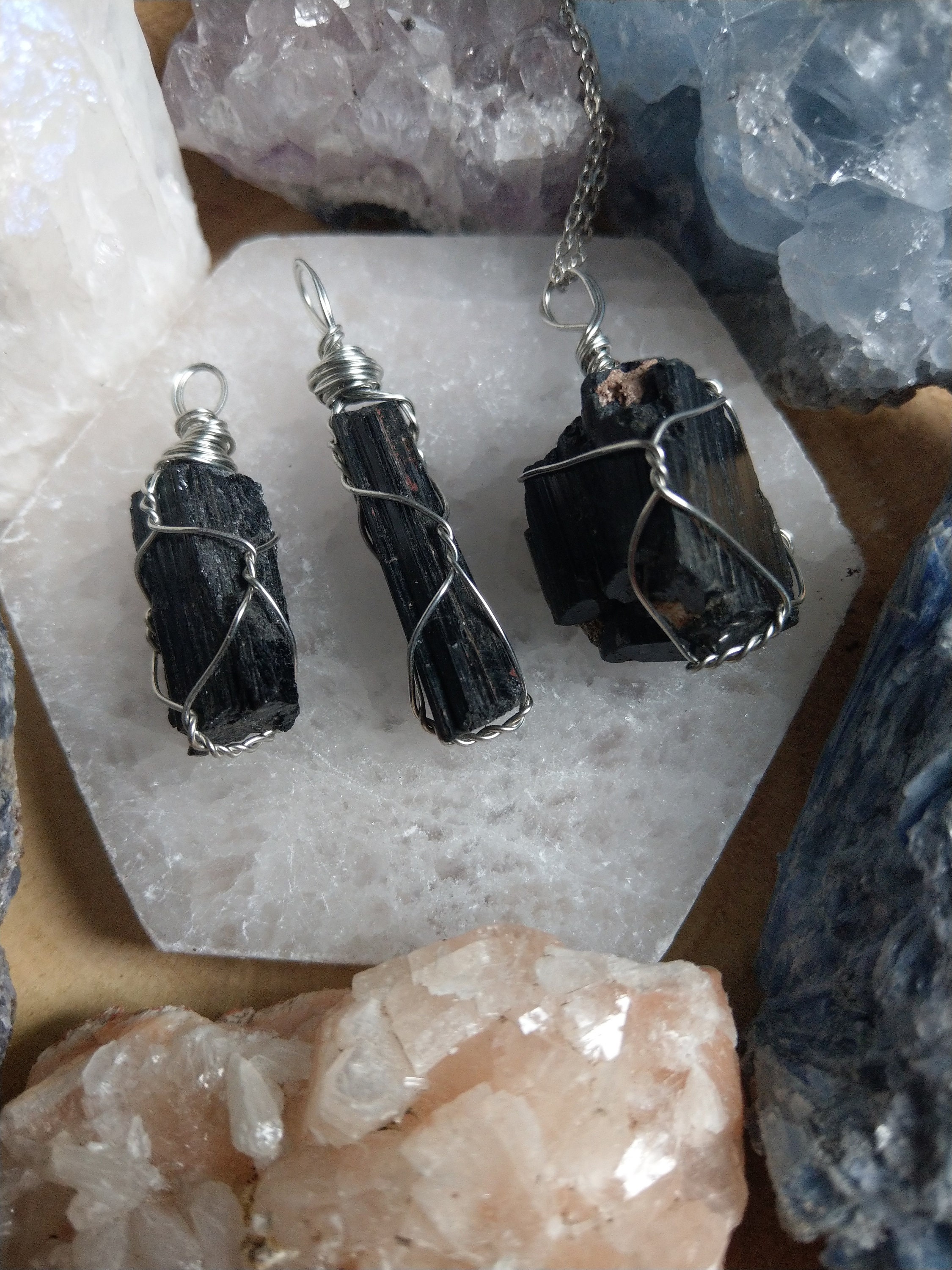 Raw Black Tourmaline Wire Wrapped Chunk Necklace Protection - Etsy
