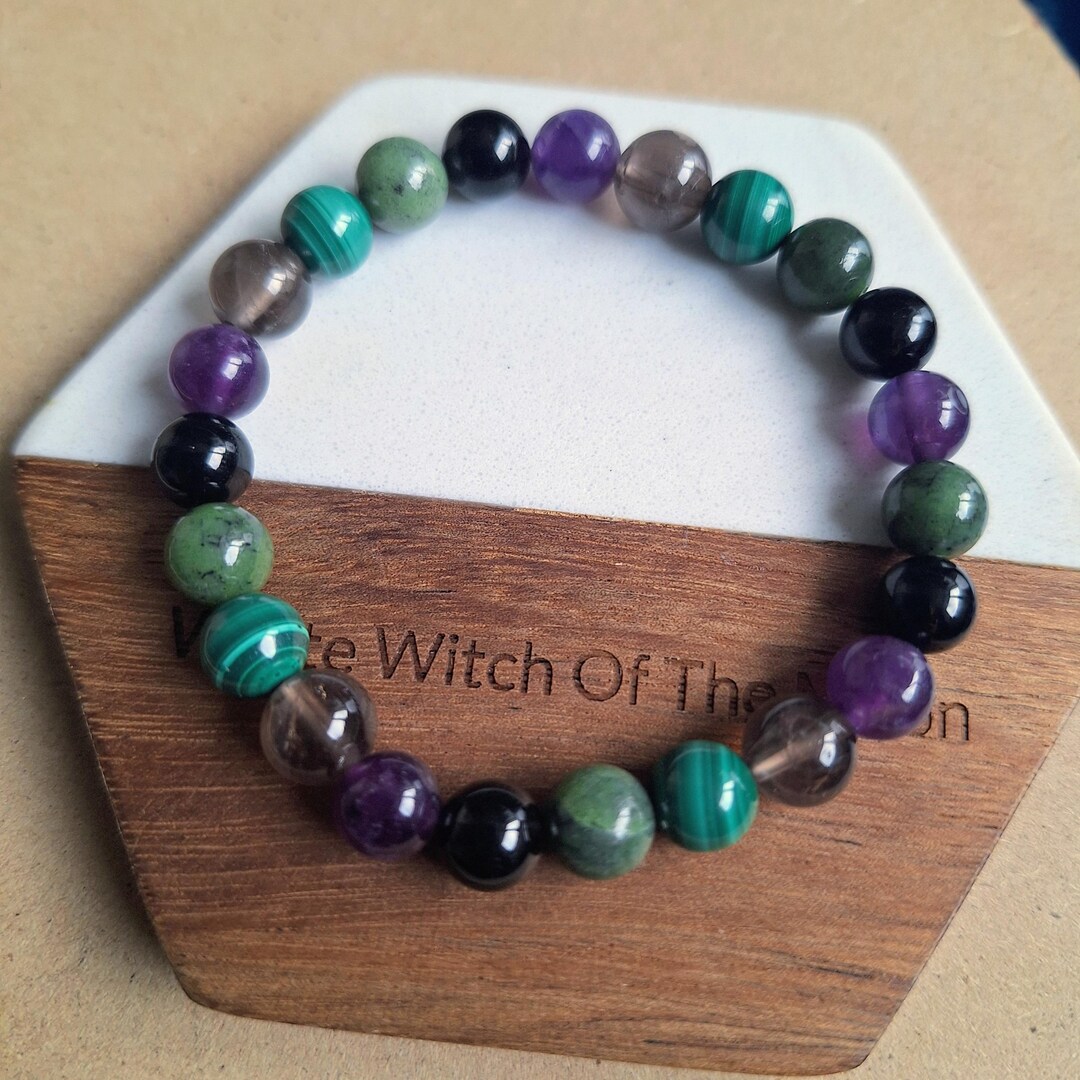 Curse Breaking Bracelet: Amethyst, Jade, Malachite, Obsidian - Etsy