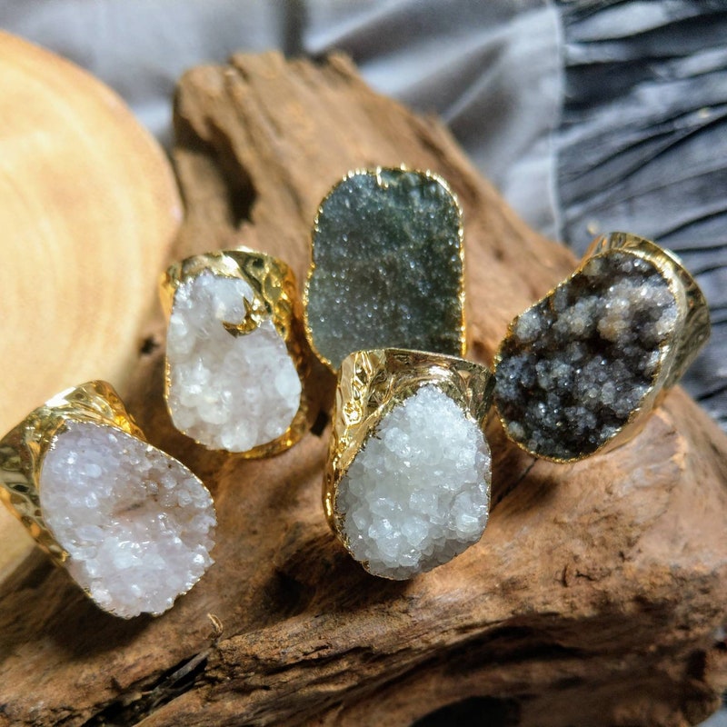 Druzy Quartz Ring - Etsy