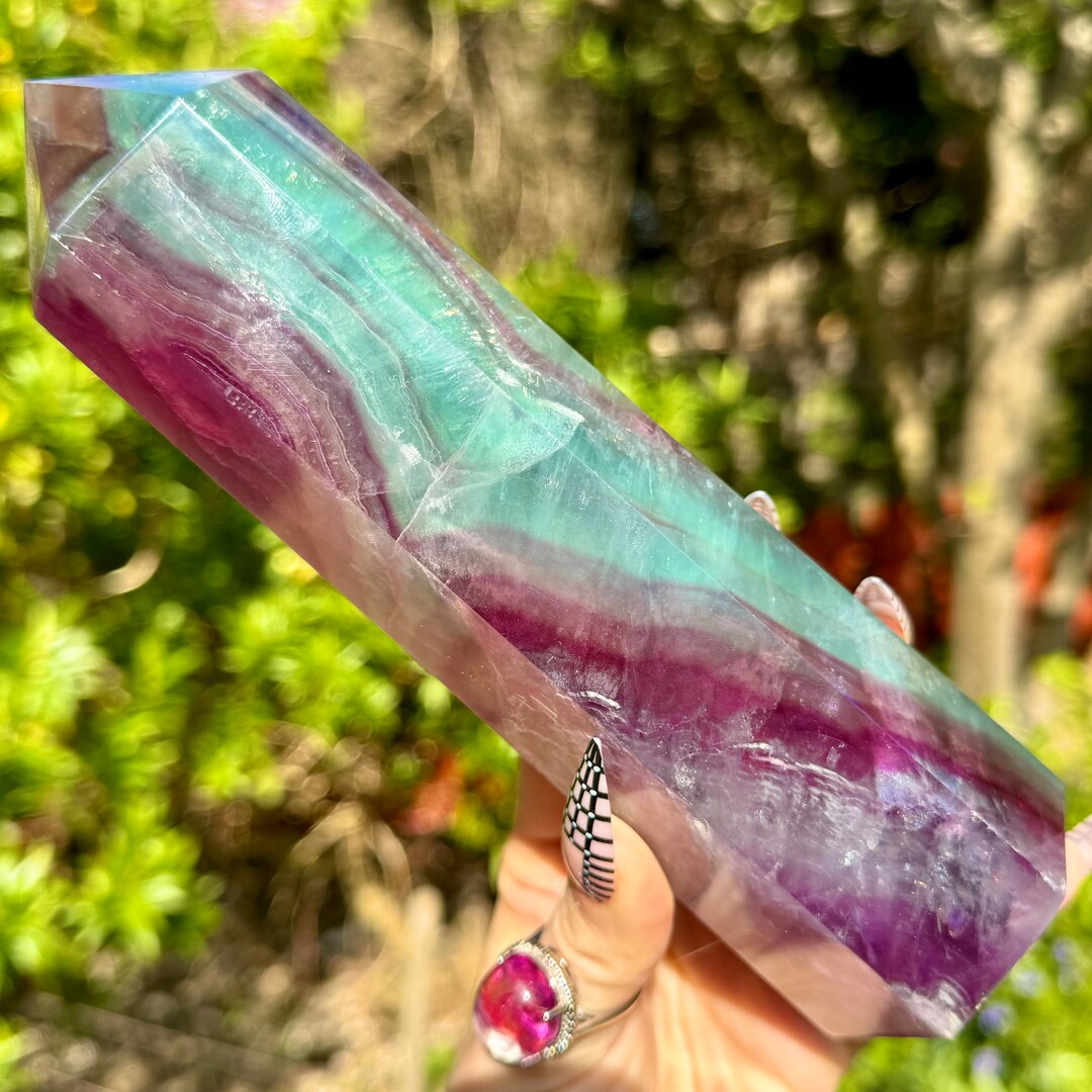 Watermelon Candy Fluorite Extra Large Tower 870g 18cm Point Crystal ...
