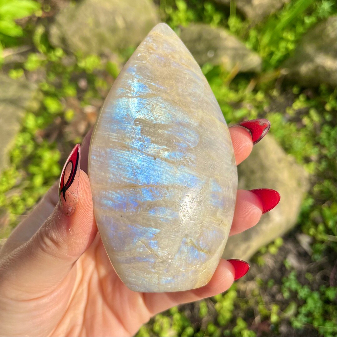 Moonstone Flashy Freeform Crystal Ornament Polished Carved Tower Home ...