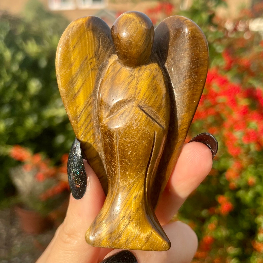Tigers Eye Large Angel Crystal Sculpture Hand Made Carved - Etsy