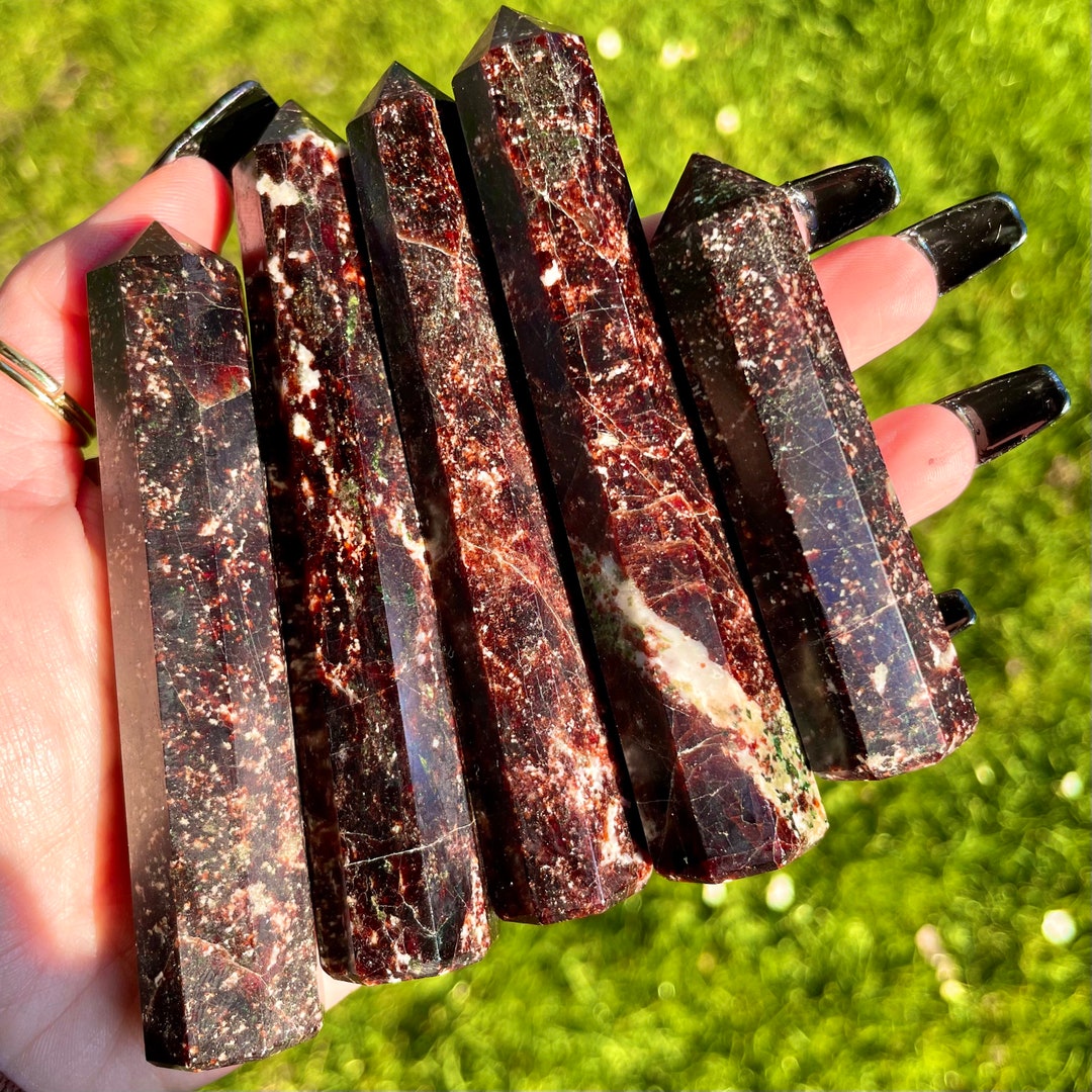 Dark Red Almandine Garnet Tower Obelisk Point From Madagascar Crystal ...