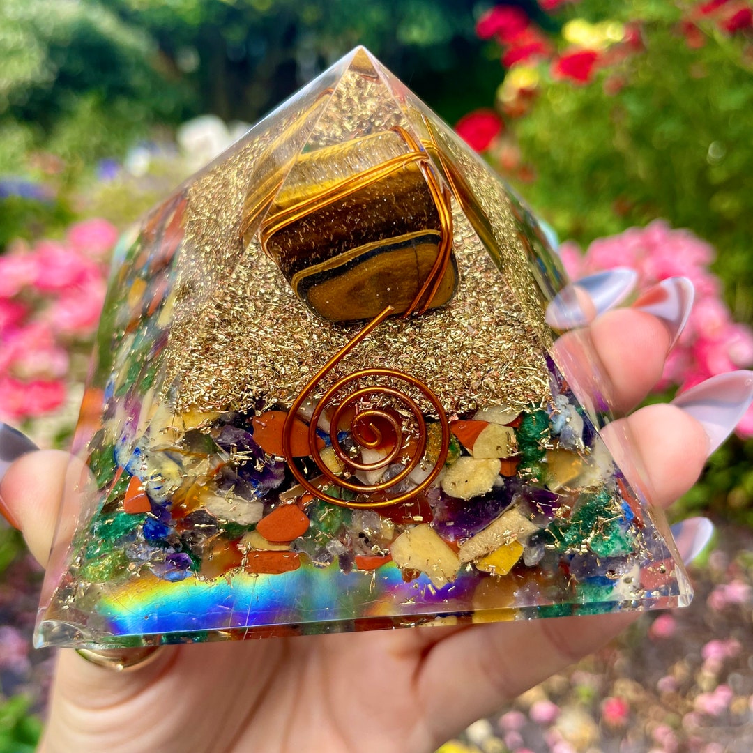 Tigers Eye Chakra Orgonite Pyramid Crystal Healing Natural - Etsy