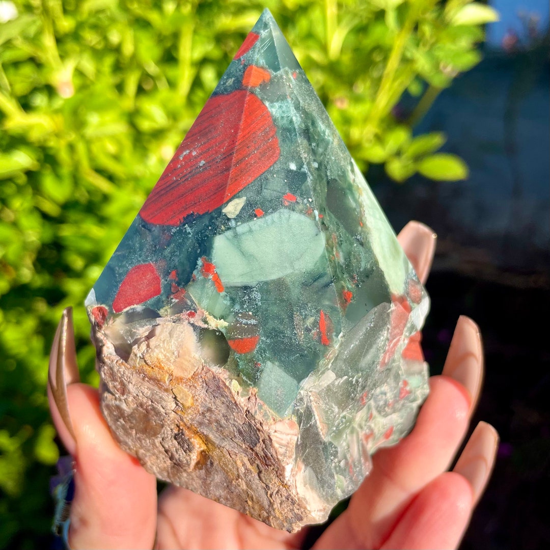 African Bloodstone Tower Point Half Polished Raw Crystal - Etsy