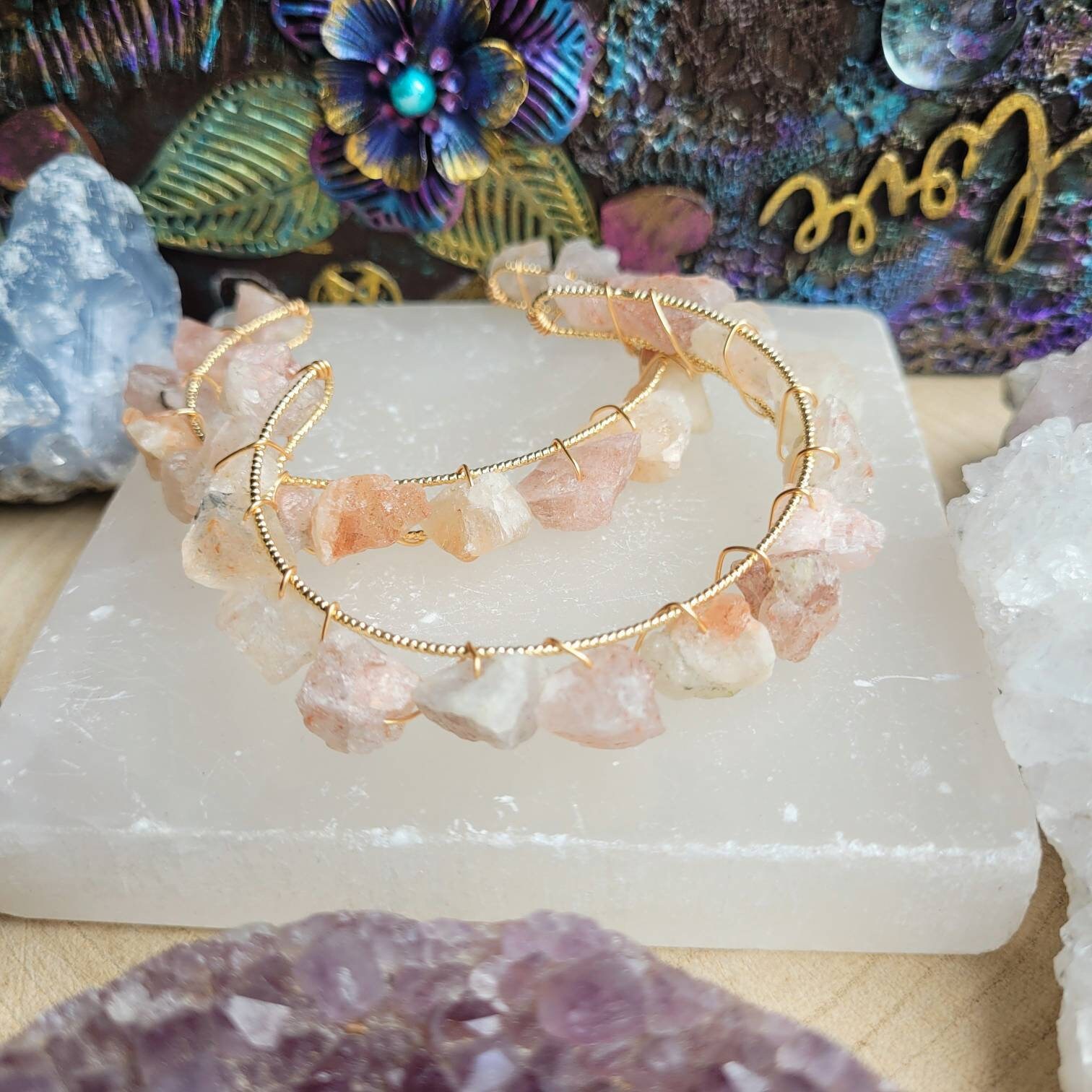 Sunstone Cuff Bracelet Raw Stone Crystal Healing Natural - Etsy