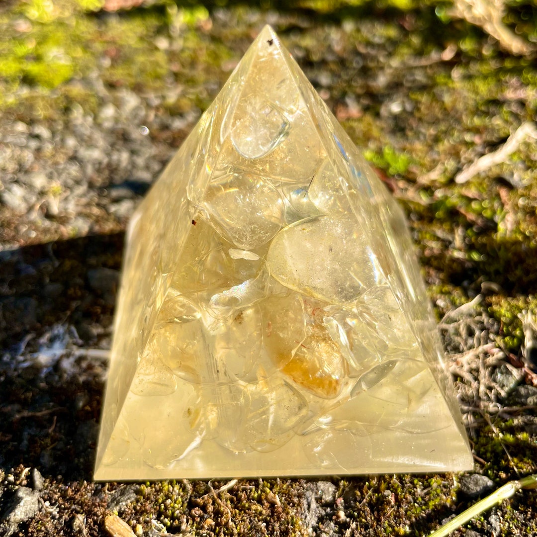 Citrine Pyramid 60mm for Abundance Solar Plexus Chakra Gift for Him or ...