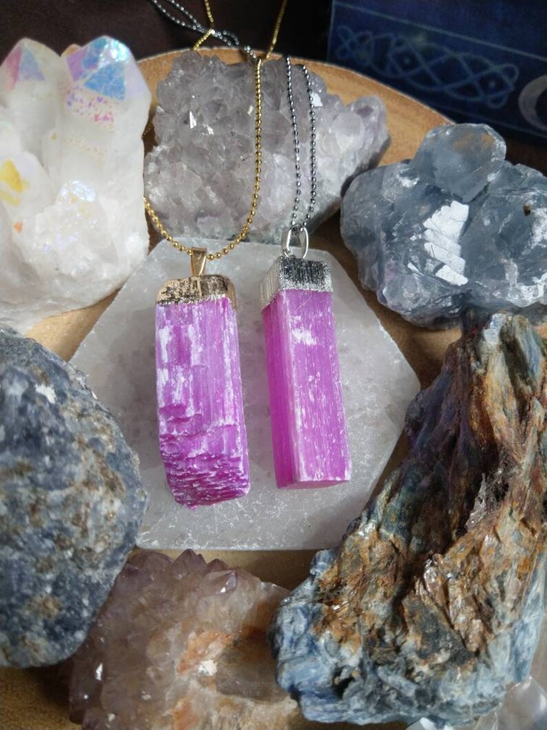 Pink Selenite Pendant Necklace for Women Crystal Healing Gift - Etsy