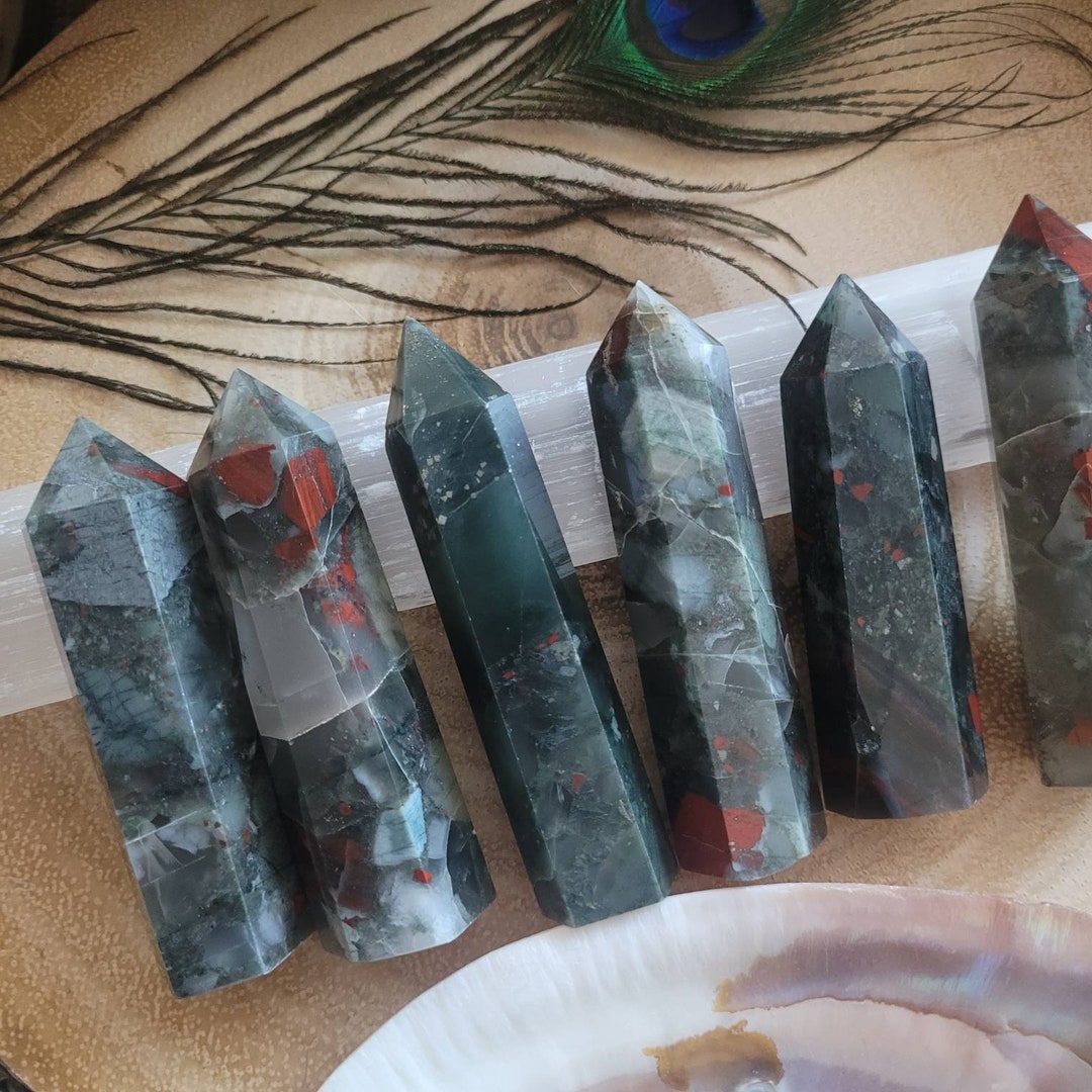 Bloodstone Point Tower Crystal Natural Stone Home Decor Massage Tool ...