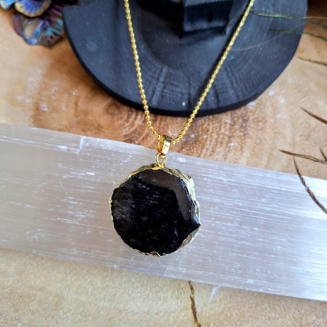 Raw Black Obsidian Pendant Necklace Protection Crystal Healing Gift for ...