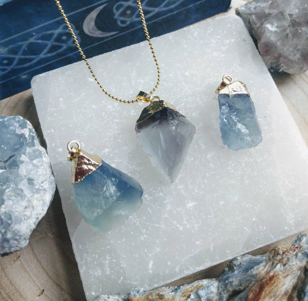 Blue Fluorite Necklace Raw Stone With or Without Turquoise Howlite ...