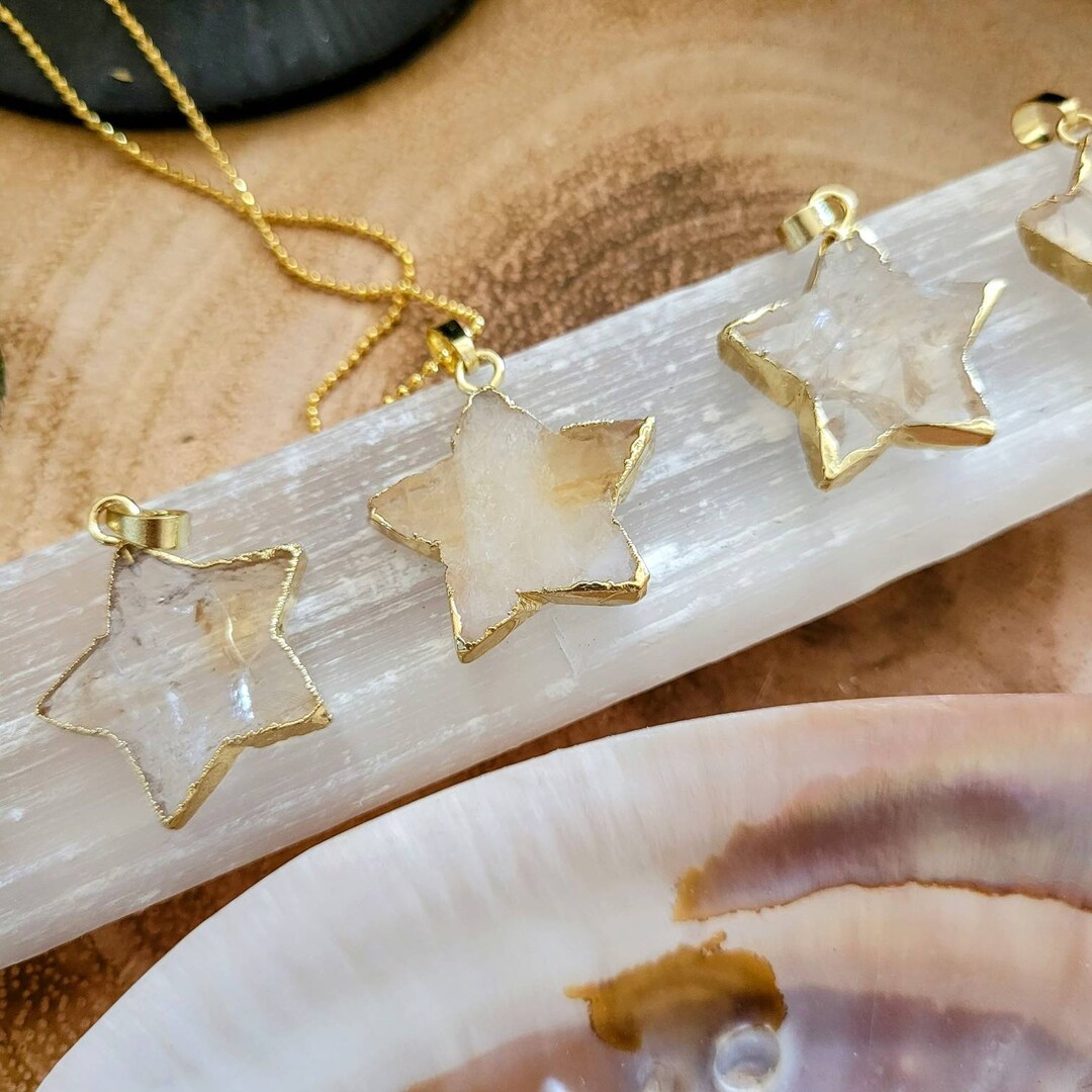 Citrine Star Pendant Necklace Celestial Jewellery Gift for Him - Etsy