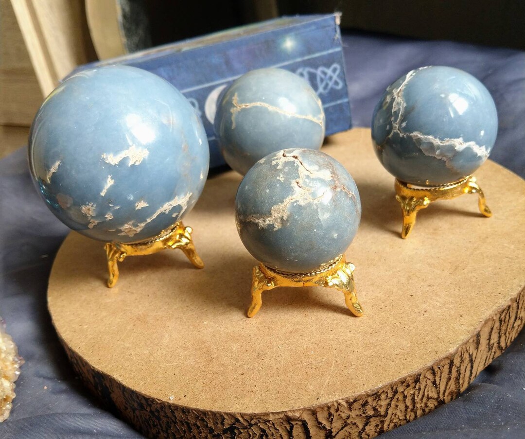 Angelite Sphere Crystal Ball Natural Stone Polished Crystal Healing ...