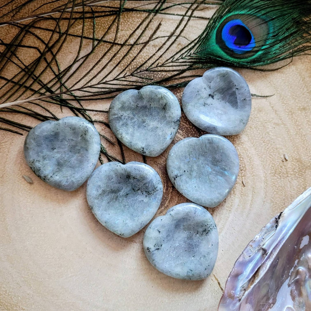 Labradorite Heart Worry Stone Thumb Stone Crystal Healing Meditation ...