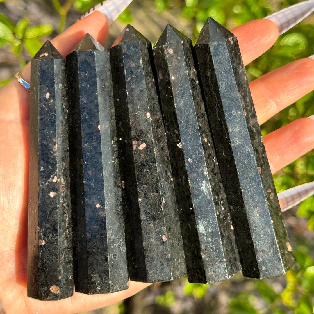 Coppernite Indian Nuummite Tower Polished Crystal Point Natural Stone ...