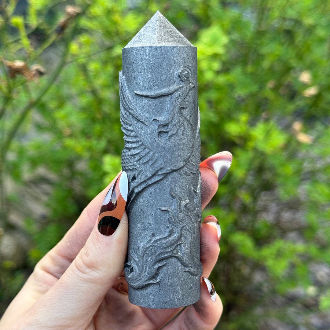Shungite Phoenix Tower Point Crystal Healing Raw Natural Stone EMF ...