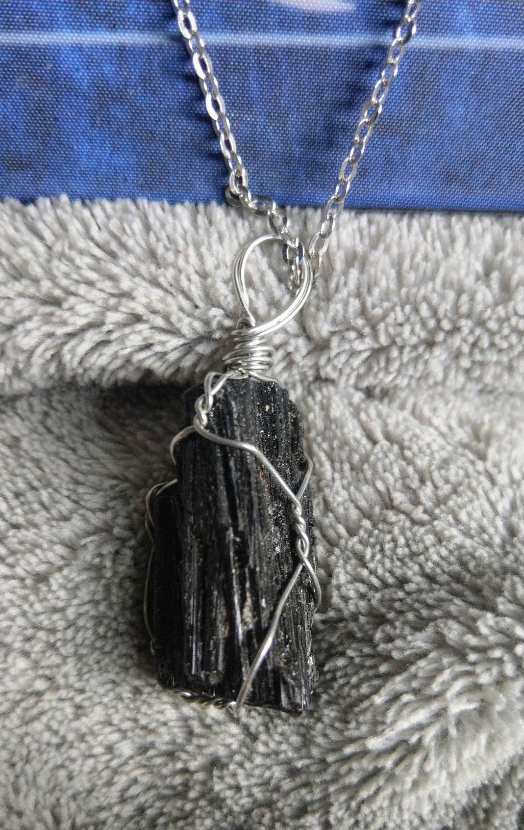 Raw Black Tourmaline Wire Wrapped Chunk Necklace Protection - Etsy