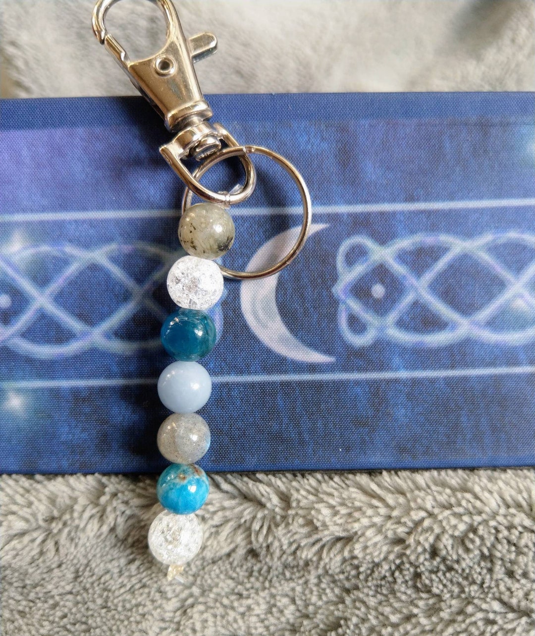 Guardian Angel Key Ring Chain Bag Charm Gift for Her Angelite Crystal ...