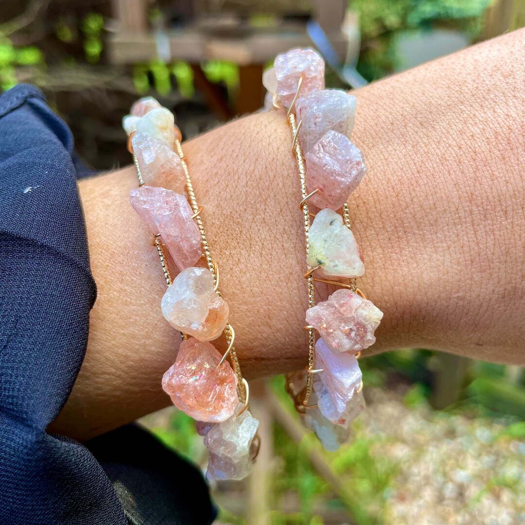 Sunstone Cuff Bracelet Raw Stone Crystal Healing Natural Stone ...
