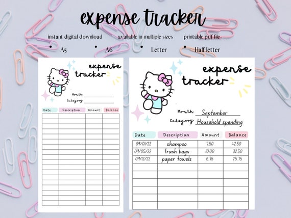 Printable Expense Tracker Kawaii Character Budget Tracker - Etsy