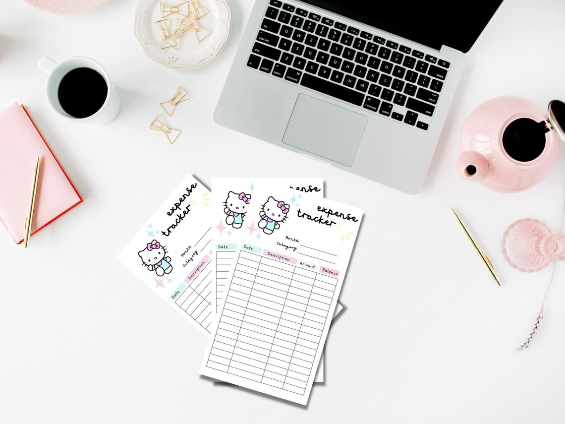 Printable Expense Tracker, Kawaii Character Budget Tracker, Kawaii ...