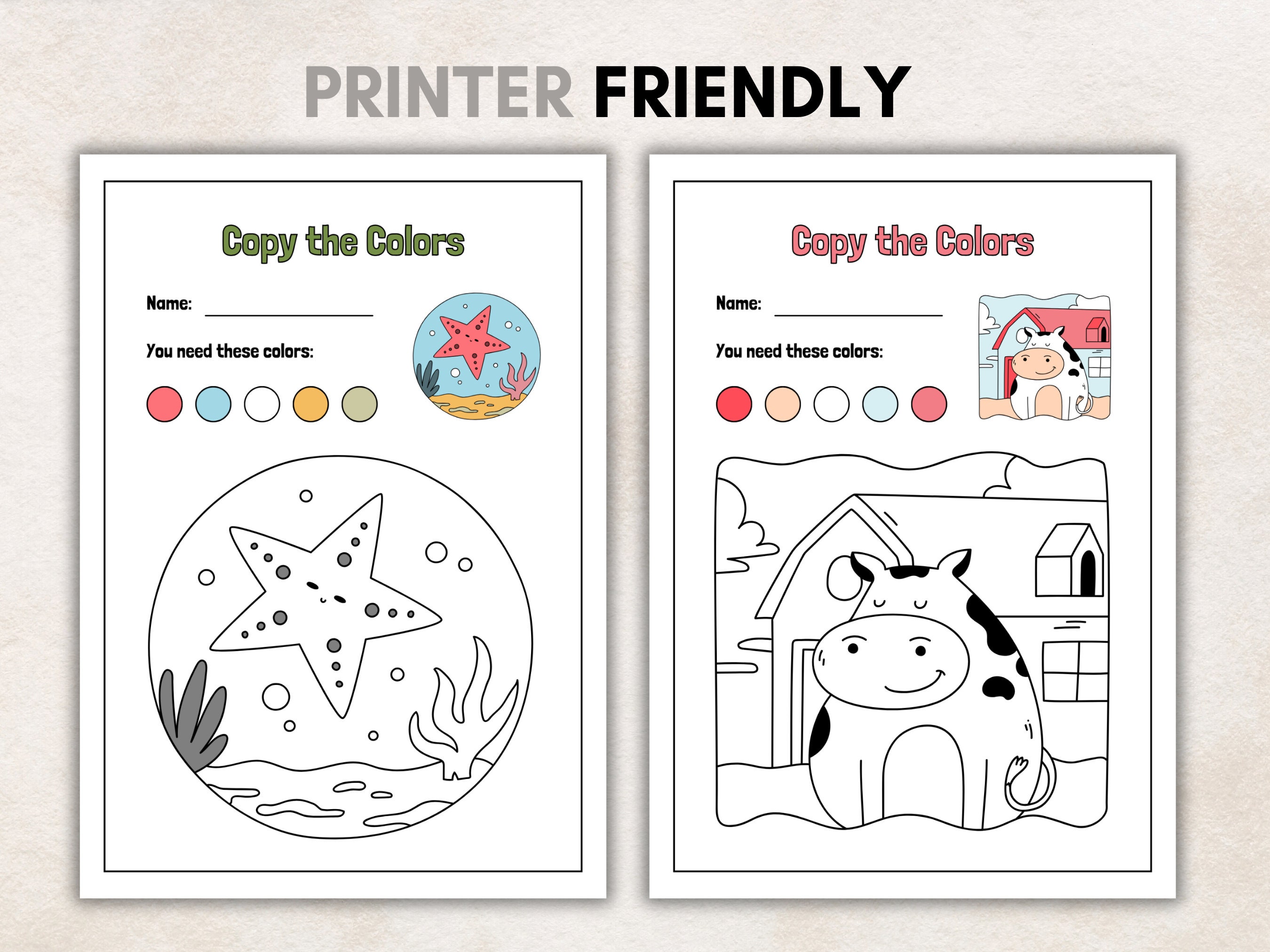 Printable Color the Picture Worksheet Creative & Educational Fun - Etsy