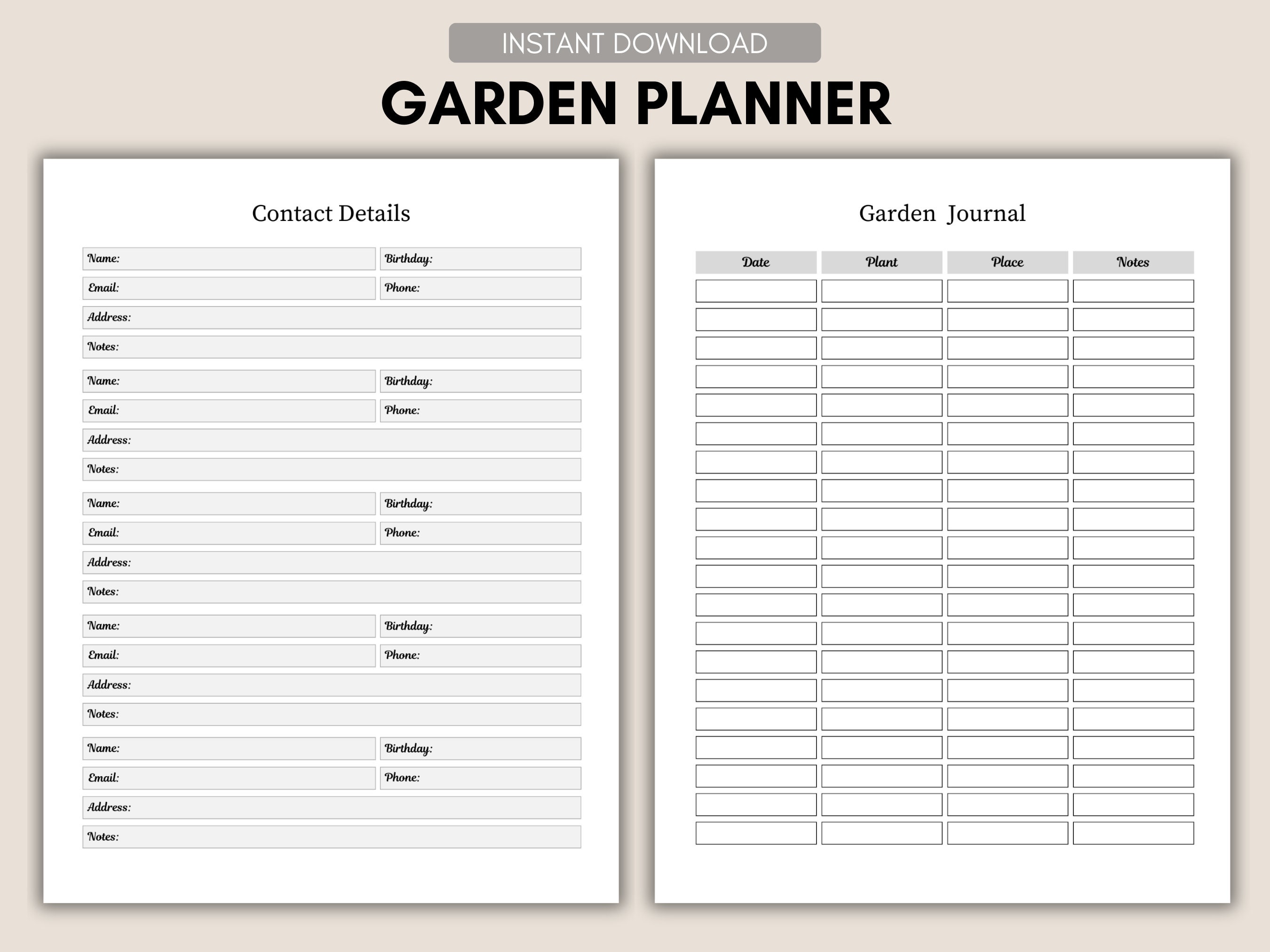 Garden Planner Printable, Gardening Log, Garden Journal, Gardening ...