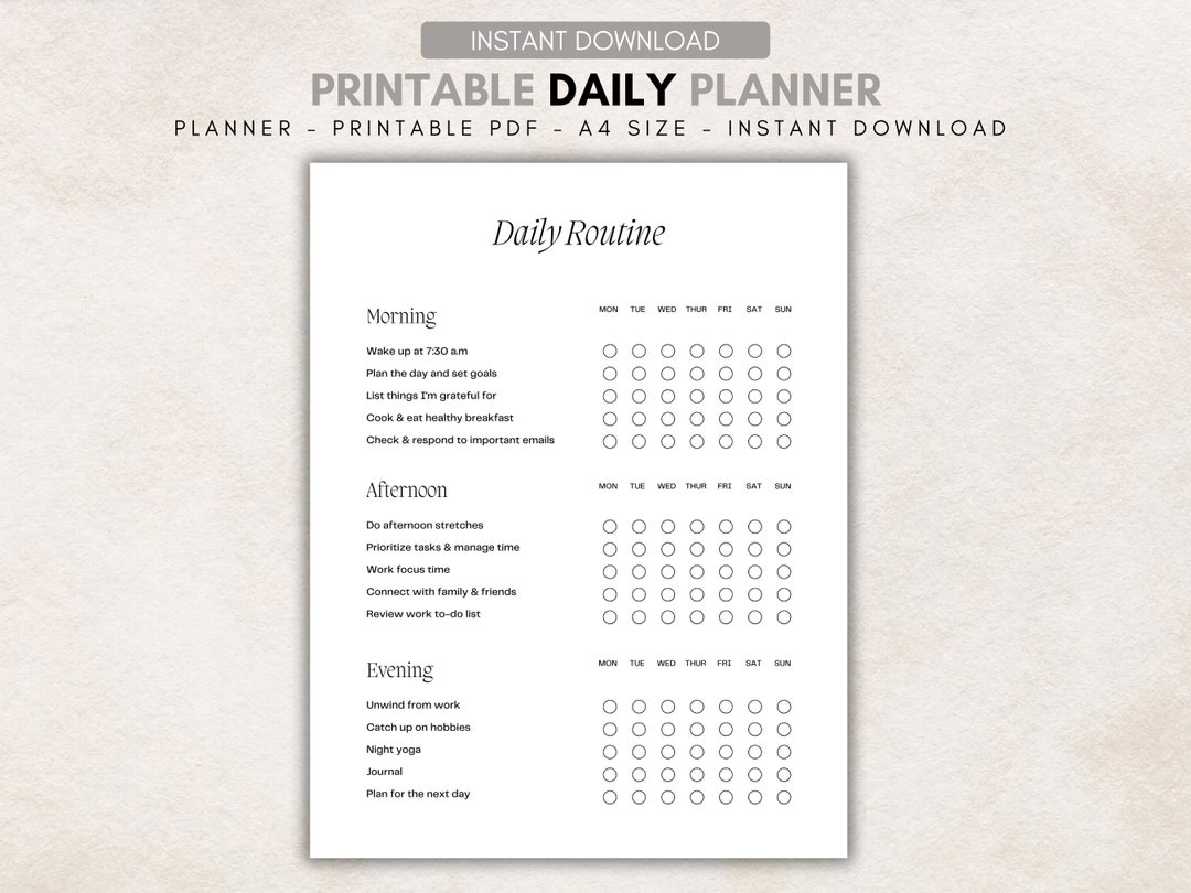 Daily Routine Planner, Printable Daily Schedule, Time Management ...