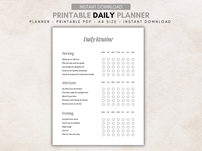 Daily Routine Planner, Printable Daily Schedule, Time Management ...