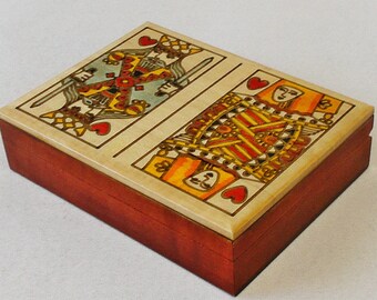 Wooden Playing Card Box for 2 Decks of Playing Cards, Handmade, Hand ...