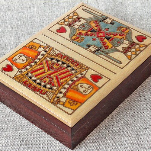 Playing Card Box for 2 Decks Poker Cards Wooden Box | Etsy