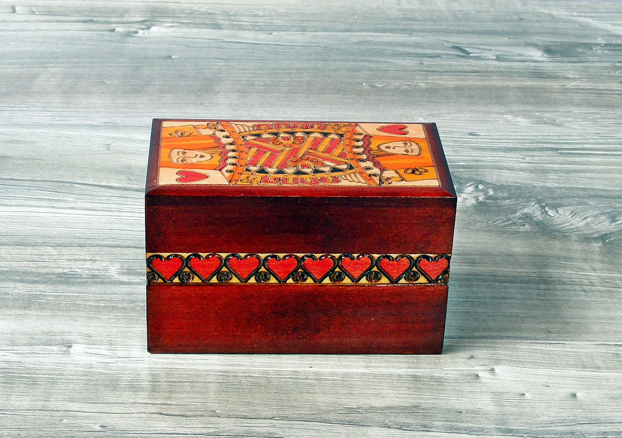 Wooden Playing Card Box for 2 Decks of Playing Cards Queen of - Etsy