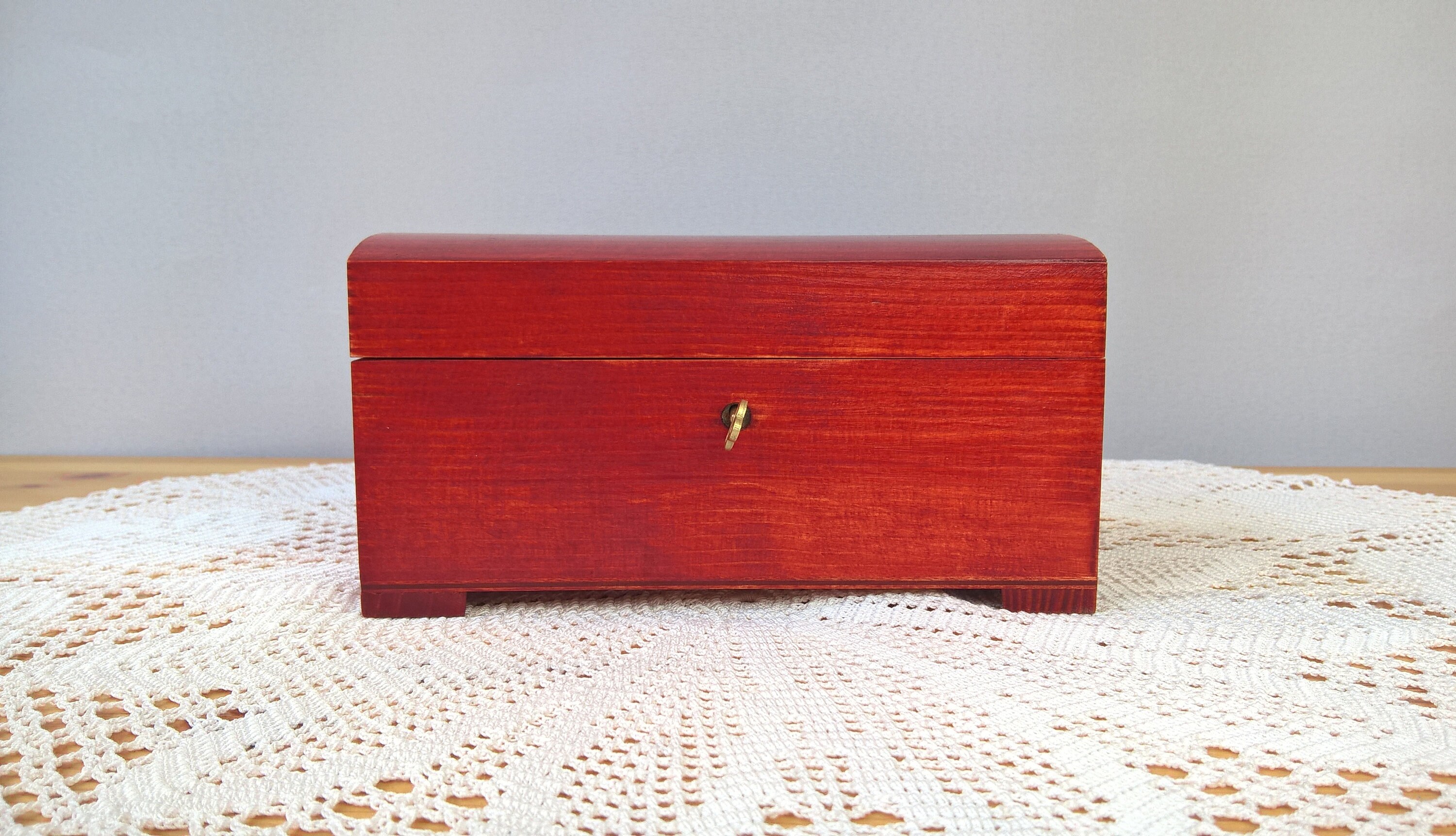 Mahogany Varnished Pine Wood Keepsake Box Locked With the Key - Etsy