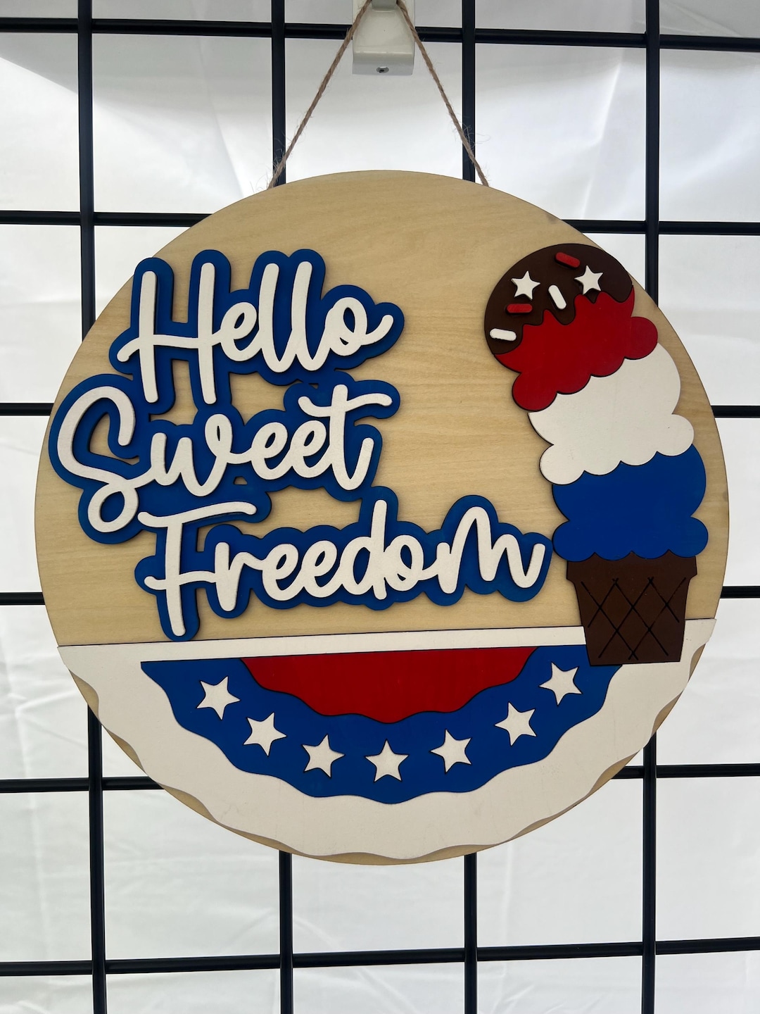 Hello Sweet Freedom Patriotic Door Sign - Etsy