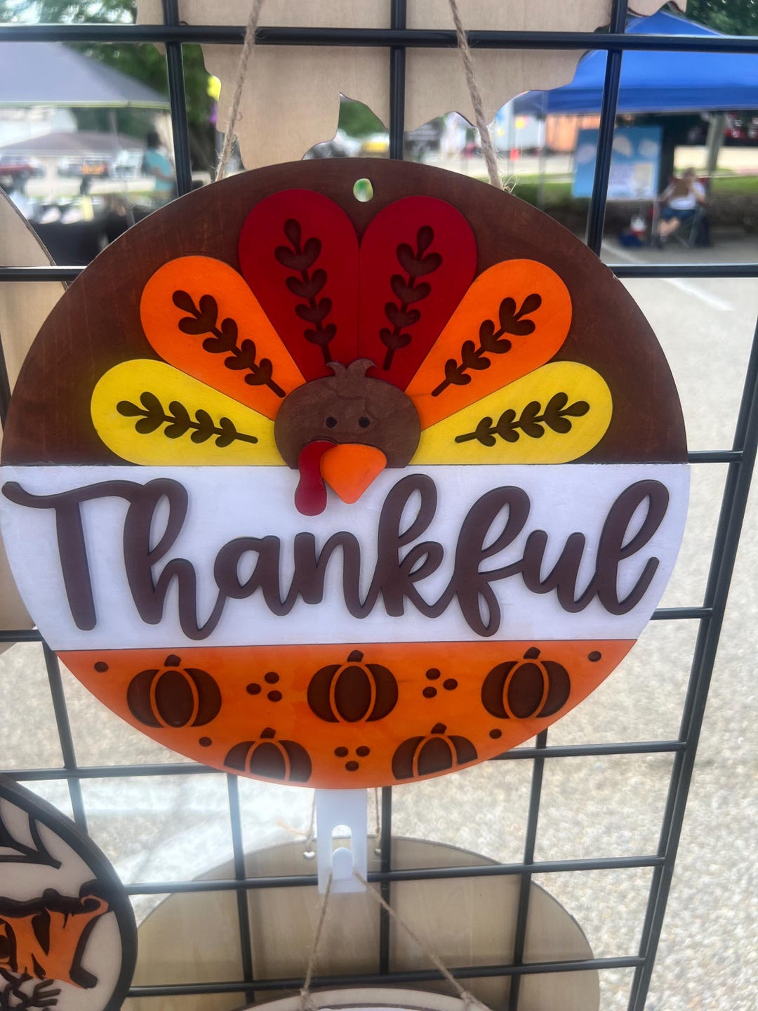 Thankful Turkey Door Sign - Etsy