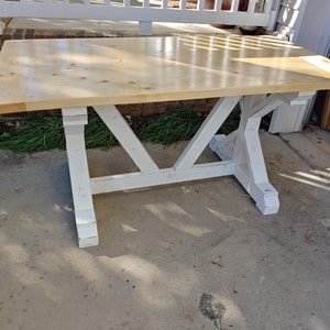 Trestle Style Farmhouse Table, Solid Wood, Handcrafted, Family Dining ...