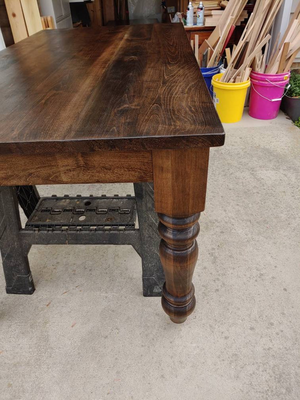 Maple Chunky Leg Farmhouse Table Solid Wood Handcrafted - Etsy