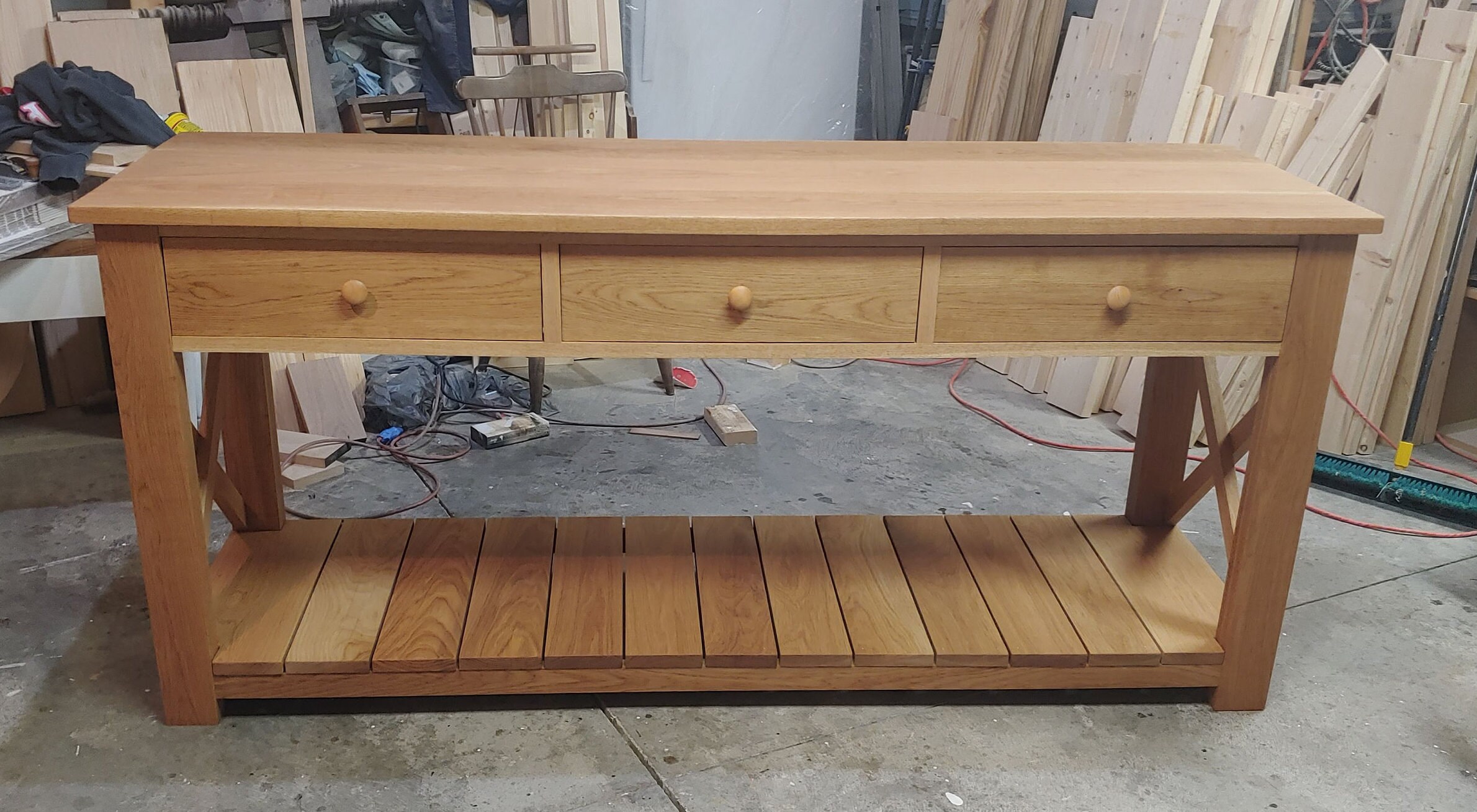 Solid White Oak Console Table, Entry Table, Nursery Changing Table ...