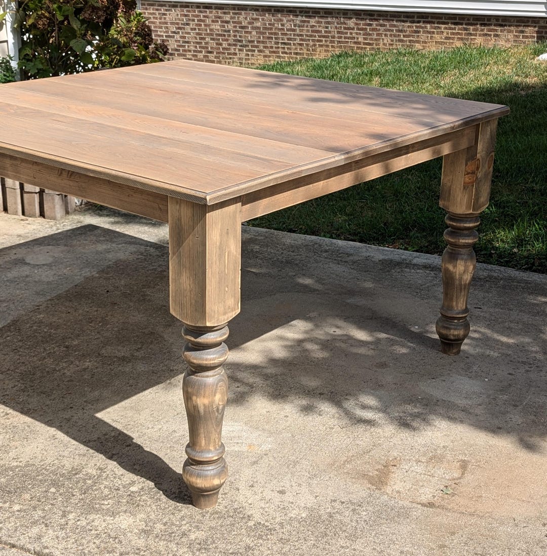 Handcrafted Pine Farmhouse Kitchen Island Table, Chunky Leg Dining ...