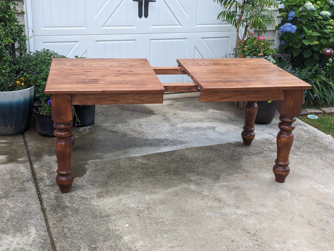 Expandable Farmhouse Dining Table, Solid Wood Table Chairs and Console ...
