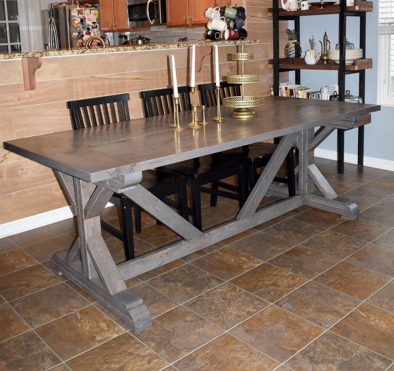 Trestle Style Farmhouse Table Solid Wood Handcrafted Family | Etsy