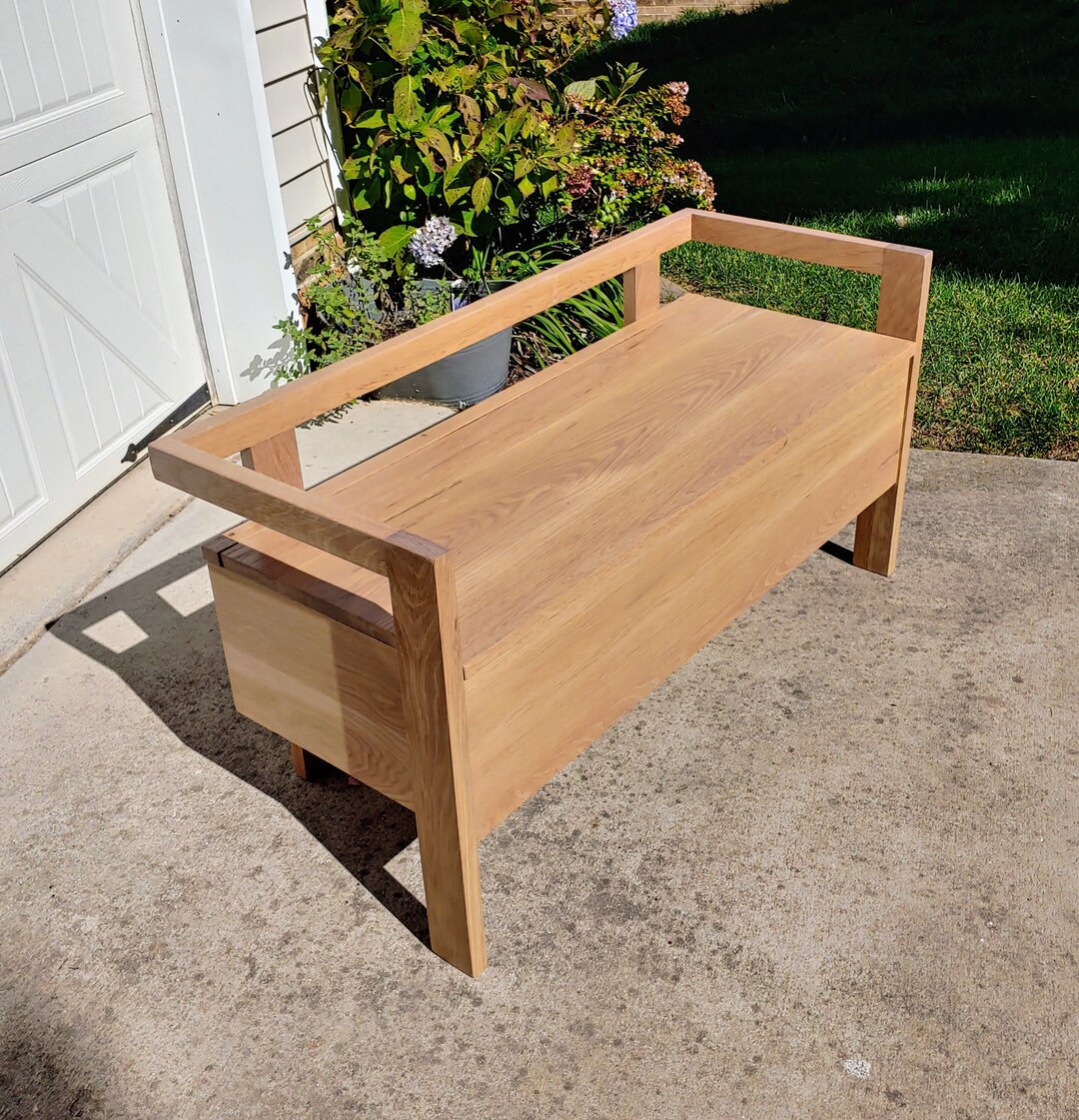 Modern Bench With Storage, Solid White Oak, Entryway Furniture, Clean ...