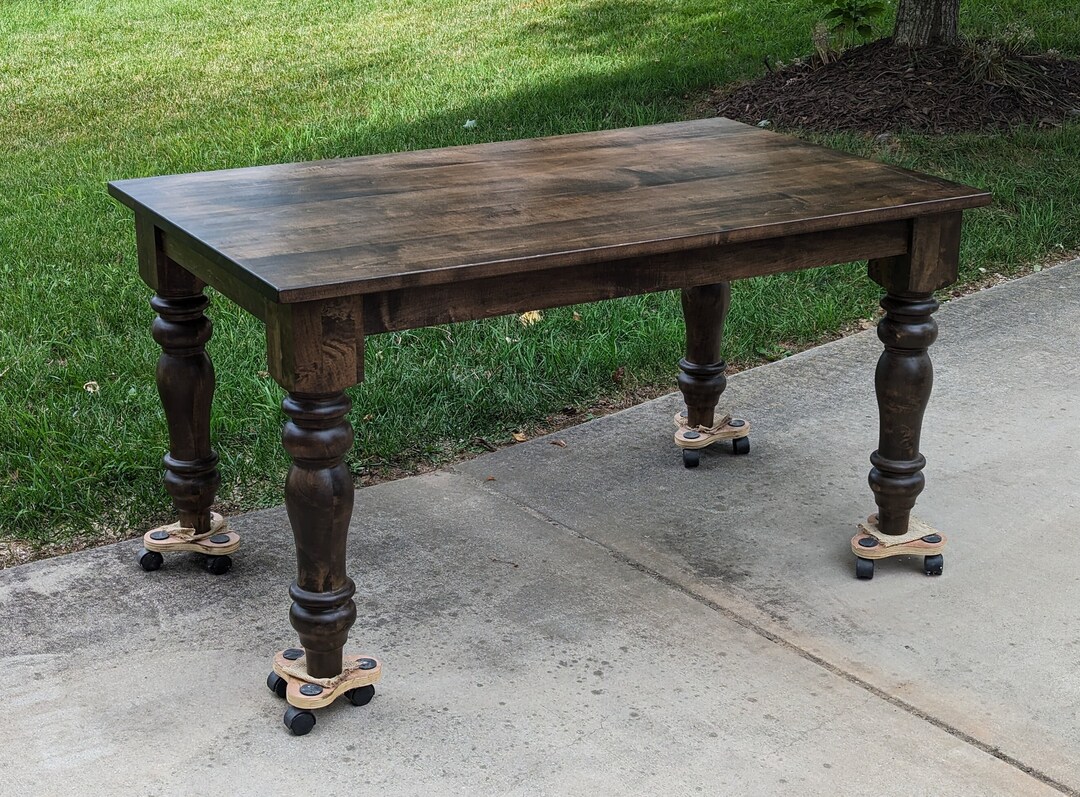 Maple Chunky Leg Farmhouse Table, Solid Wood, Handcrafted Family Dining ...