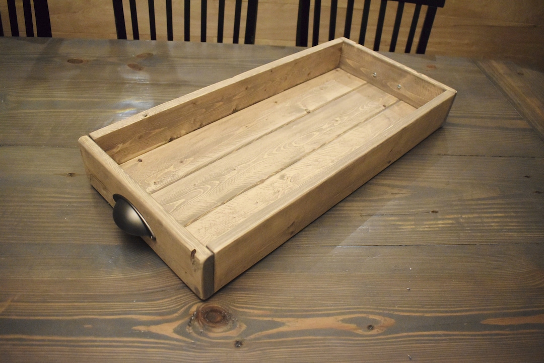 Solid Wood Serving Tray With Handles, Large Breakfast Tray, Ottoman ...