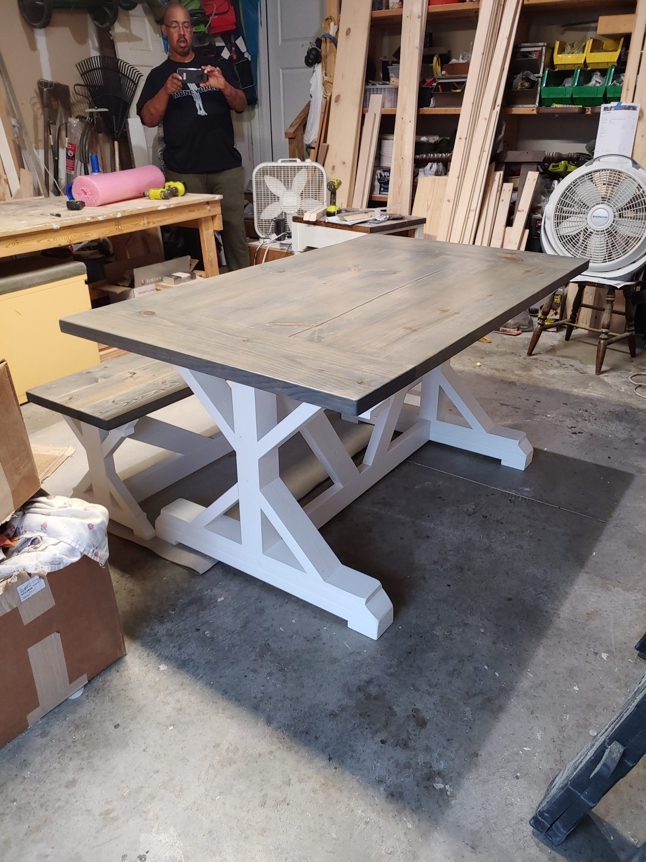 Trestle Style Farmhouse Table Solid Wood Handcrafted Family | Etsy